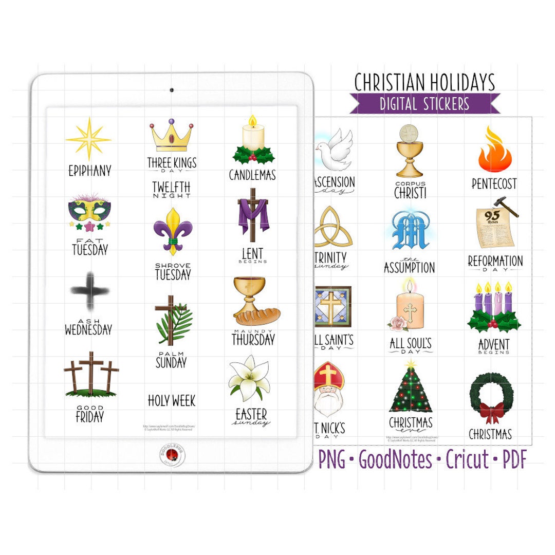 Christian Holidays Digital Planner Stickers, Goodnotes Stickers ...