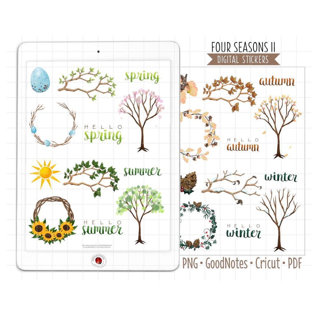 Four Seasons Trees and Wreaths Digital Planner Stickers, Goodnotes ...