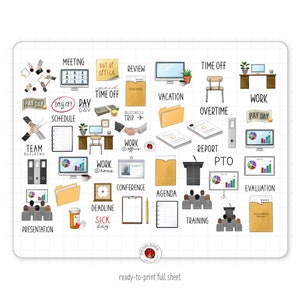 Office Work Digital Planner Stickers - Meetings & Task Reminder Icons ...