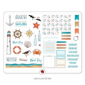 Beach Day Digital Planner Stickers - Nautical Calendar Theme (goodnotes ...