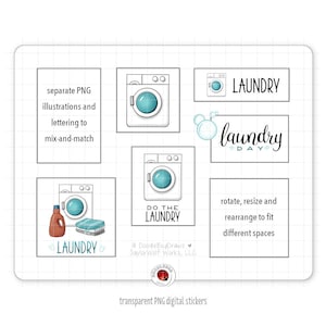 Laundry Day Digital Planner Stickers - Housework & Household Chore ...