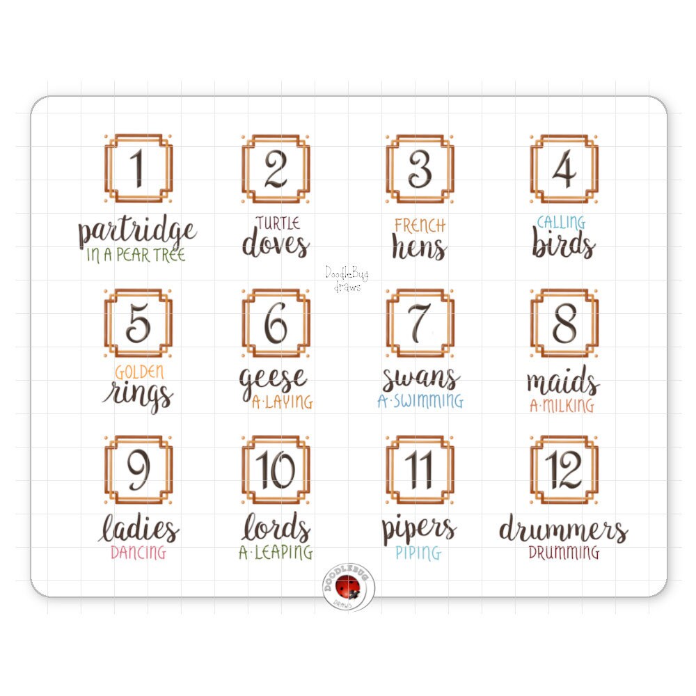 12 Days of Christmas Digital Planner Stickers Goodnotes - Etsy