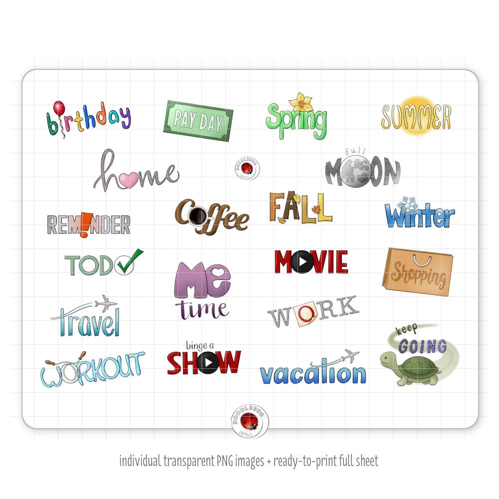 Everyday Life Reminders Digital Planner Stickers - Calendar Icons ...
