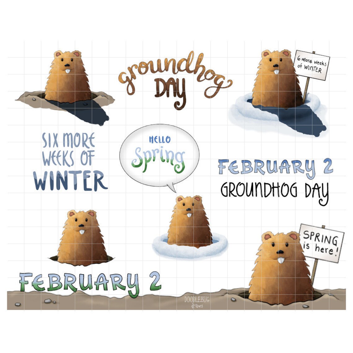 Groundhog Day Digital Planner Stickers GoodNotes Stickers | Etsy