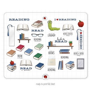 Reading Digital Planner Stickers, Goodnotes Stickers, Pre-cropped PNG ...
