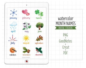 Month Name Banners Digital Planner Stickers, Goodnotes Stickers ...