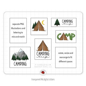 Camping Digital Planner Stickers, Goodnotes Stickers, Pre-cropped PNG ...