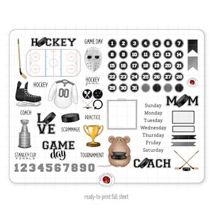 Hockey Digital Planner Stickers - Sports Calendar Theme (goodnotes, PNG ...