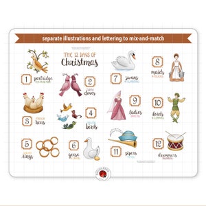 12 Days of Christmas Digital Planner Stickers, Goodnotes Stickers, Pre ...