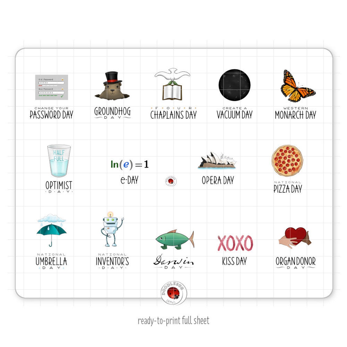 February Wacky Holidays Digital Planner Stickers - National Day Icons ...