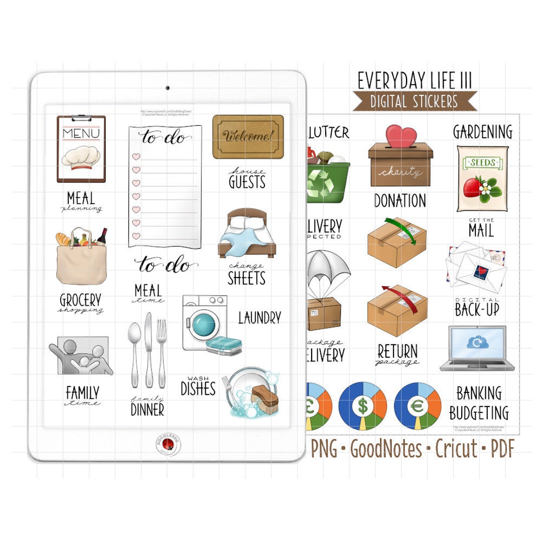 Everyday Life Digital Planner Stickers - Family Activity Icons ...