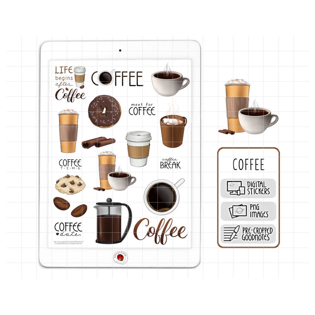 Coffee Digital Planner Stickers Goodnotes Stickers - Etsy