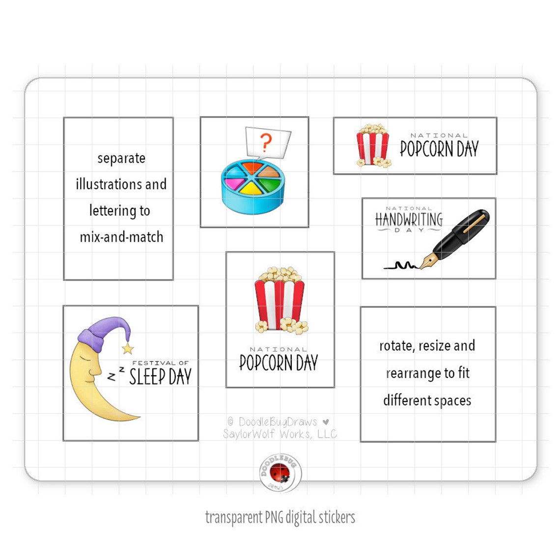 January Wacky Holidays Digital Planner Stickers - National Day Icons ...