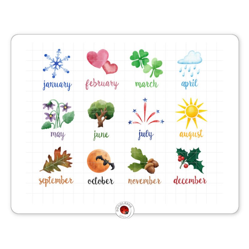 Seasonal Calendar Month Names Digital Planner Stickers - Etsy