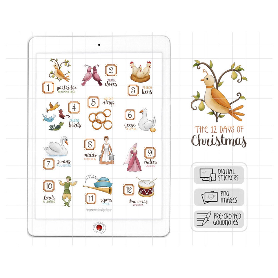 12 Days of Christmas Digital Planner Stickers Goodnotes - Etsy