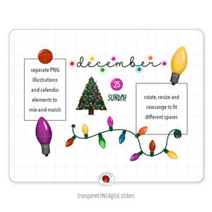 Christmas Lights Digital Planner Stickers - December Calendar Theme ...