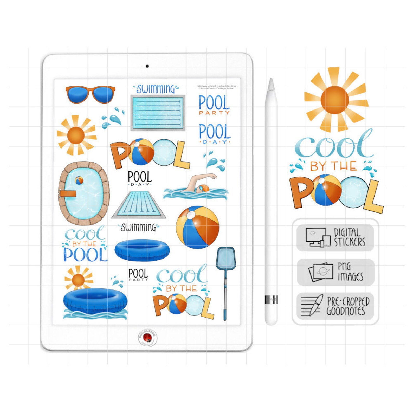Pool Day : Swimming Digital Planner Stickers Goodnotes - Etsy