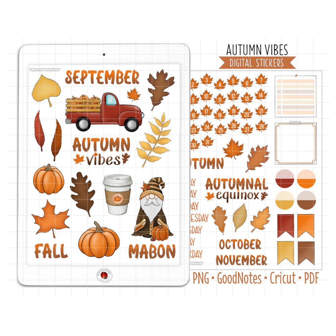 Autumn Vibes Digital Planner Stickers - Fall Seasonal Calendar Theme ...