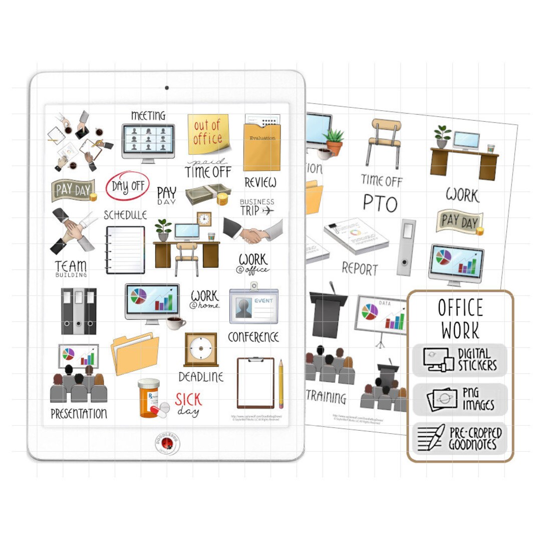 Office Work Digital Planner Stickers Goodnotes Stickers - Etsy