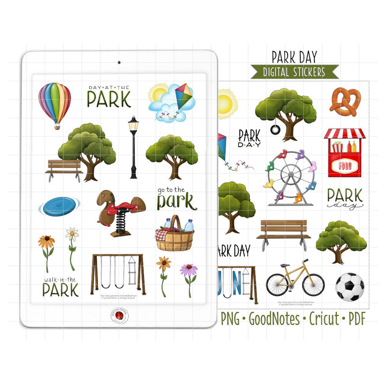 Park Day Digital Planner Stickers - Outdoor Recreation Icons (goodnotes ...