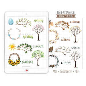 Four Seasons Trees and Wreaths Digital Planner Stickers, Goodnotes ...