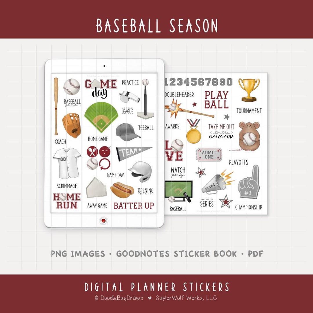 Baseball Digital Planner Stickers - Game Day, Practice Schedule, Sports ...