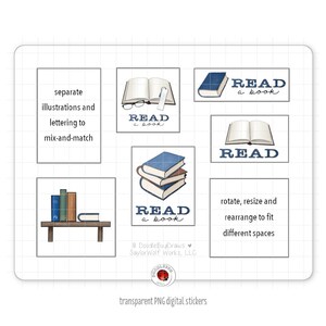Reading Digital Planner Stickers, Goodnotes Stickers, Pre-cropped PNG ...