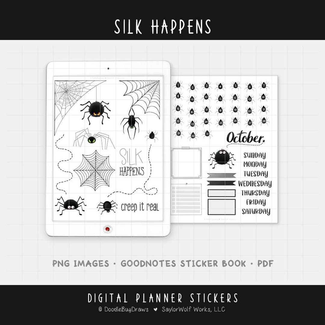 Spider Webs - October Monthly Digital Planner Sticker Kit - Halloween ...