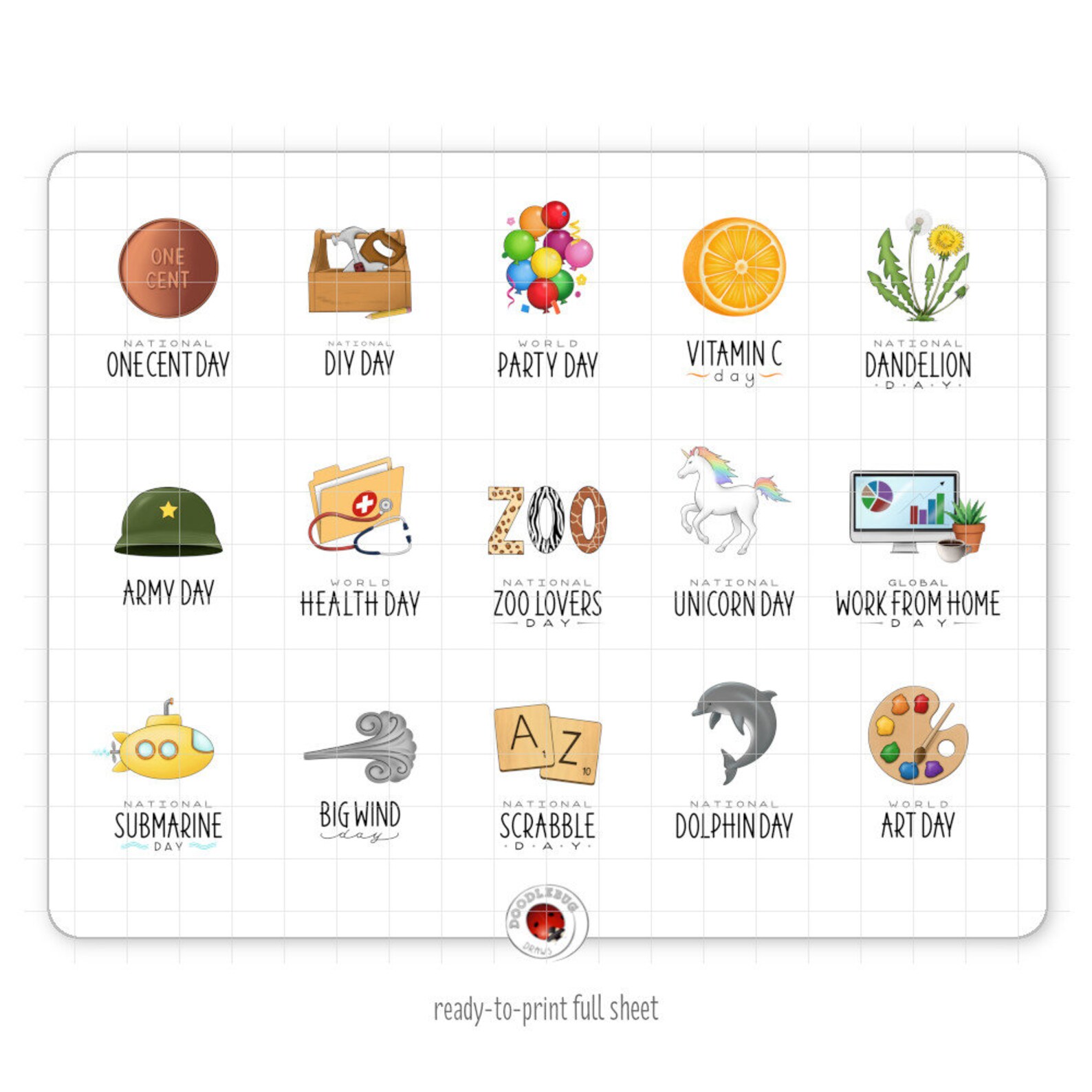 April Wacky Holidays Digital Planner Stickers - National Day Icons ...