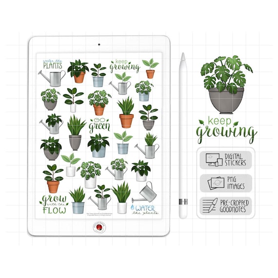 House Plants Digital Planner Stickers Potted Plants Goodnotes | Etsy