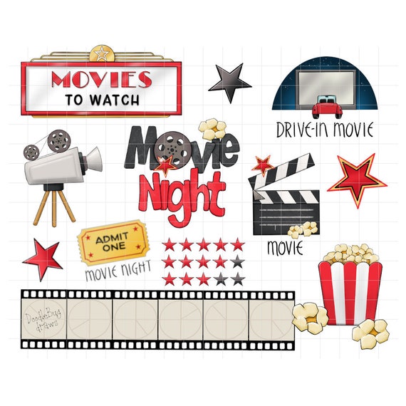 Movie Night Digital Planner Stickers GoodNotes Stickers | Etsy