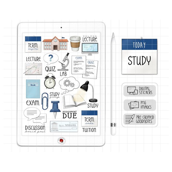Student Digital Planner Stickers Goodnotes Stickers Studying | Etsy