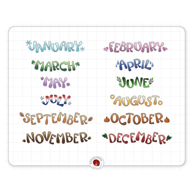 Month Names Digital Planner Stickers Goodnotes Stickers - Etsy