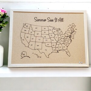 Laser Engraved USA Map Cork Board, Personalized Travel Map, US Map ...