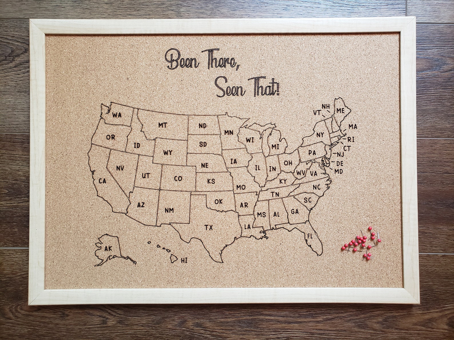 Laser Engraved USA Map Cork Board Personalized Travel Map | Etsy