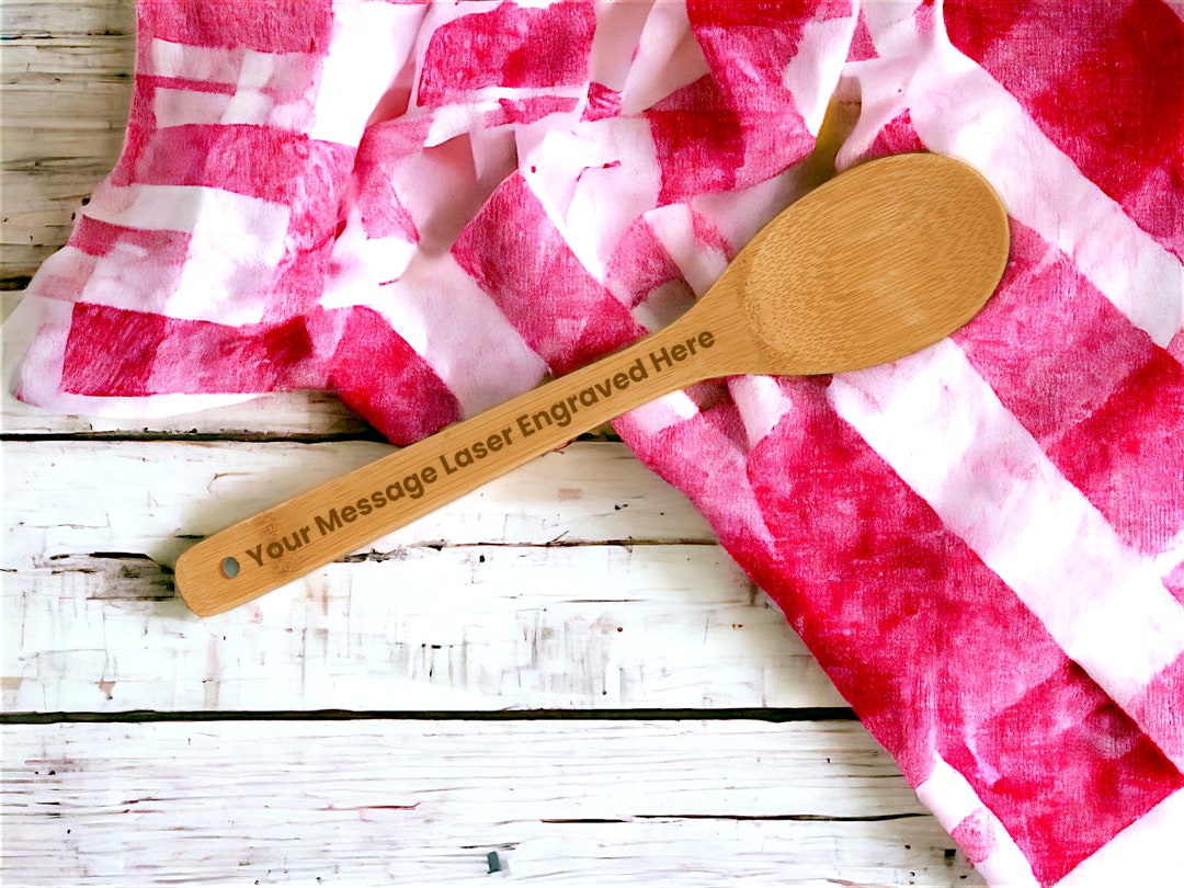 Laser Engraved Bamboo Spoon, Custom Personalized Wooden Spoon, Kitchen ...