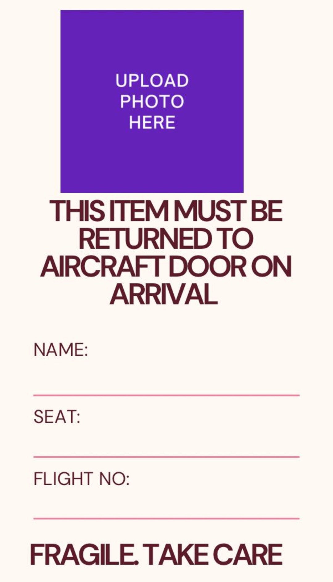 Fully Customisable Luggage Label for Any Mobility Device or Fragile ...