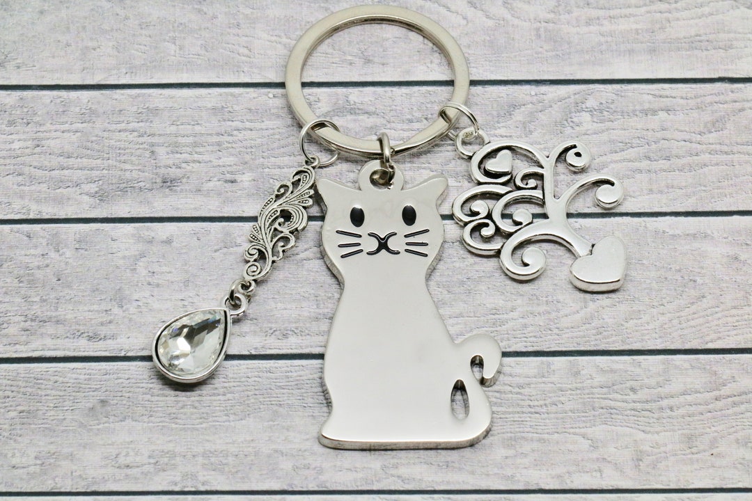 Cat Keyring Keypendant Cat With 2 Charms Unique Gift Ideas by ...