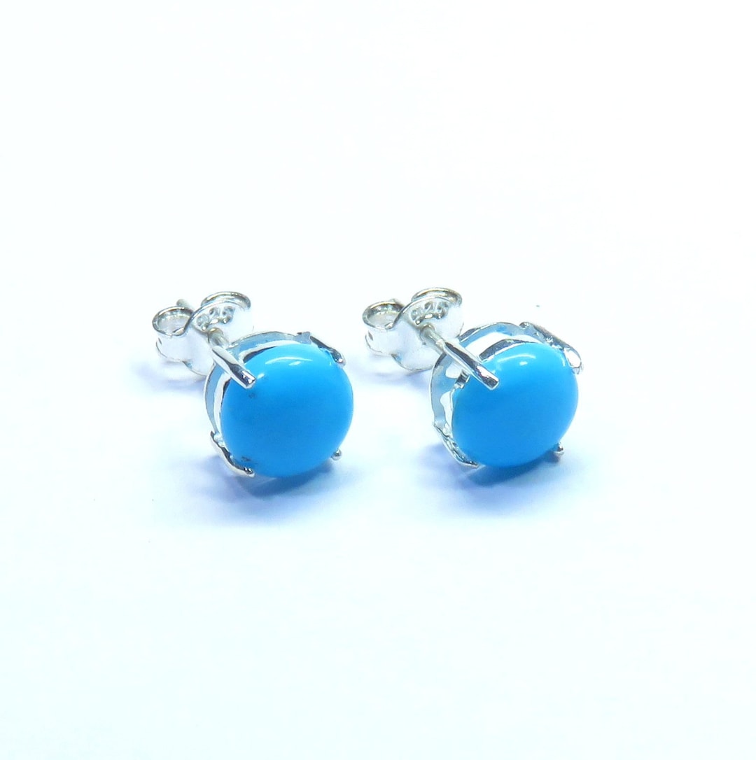 Sleeping Beauty Turquoise Stud Earrings-handmade Silver Studs-925 ...