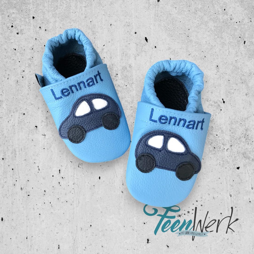 From 29,00 Euro: Leather Slippers "car" Various Colors / Name Possible ...