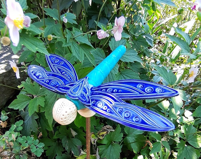 Keramik Libelle Prachtlibelle , dunkelblau/türkis - Etsy.de