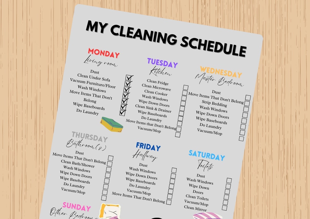 Magnetic Cleaning Schedule: Laminated Checklist - Etsy