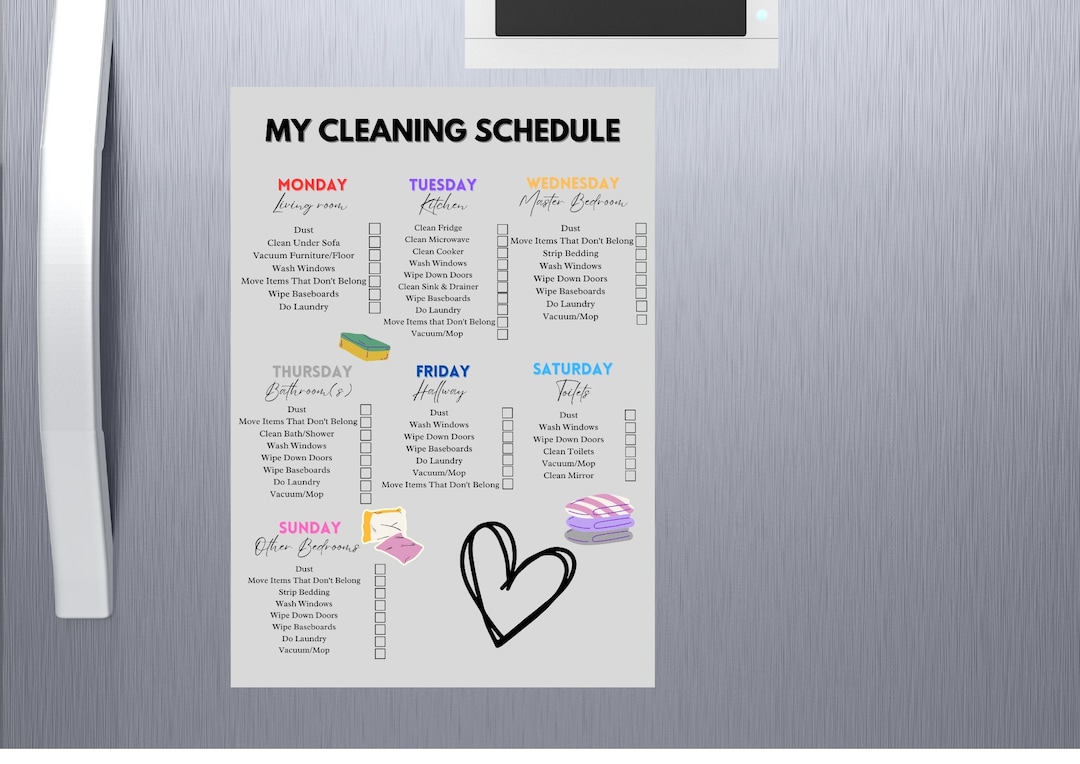 Weekly Cleaning Schedule: Printable Home Organization Planner (digital ...
