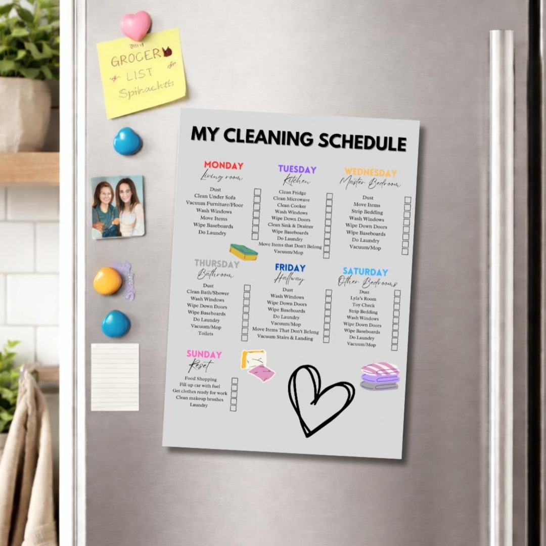 Personalised Cleaning Schedule: Magnetic Wipe-clean Checklist (A4) - Etsy