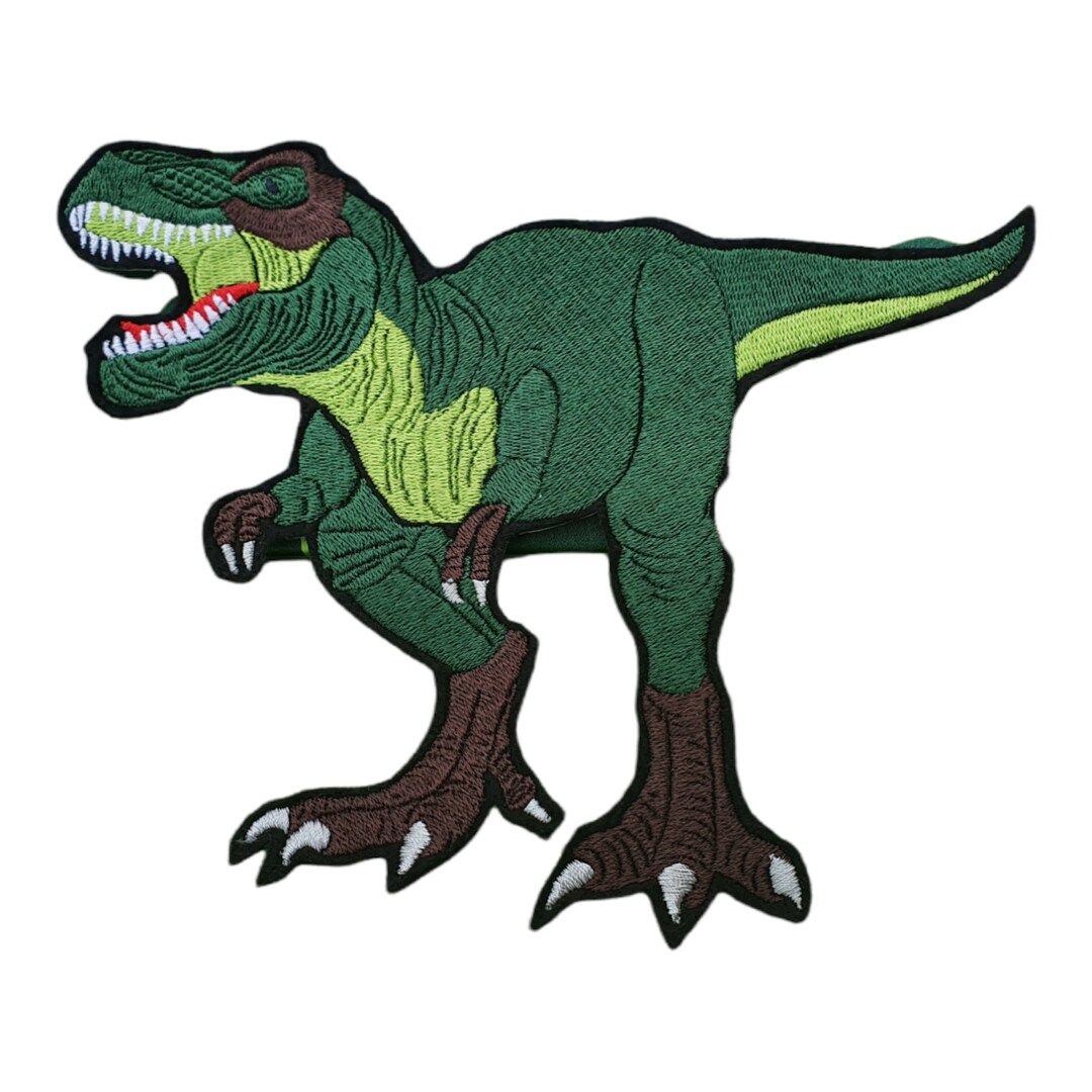 Iron-on Patch Dino T-rex School Cone Green - Etsy