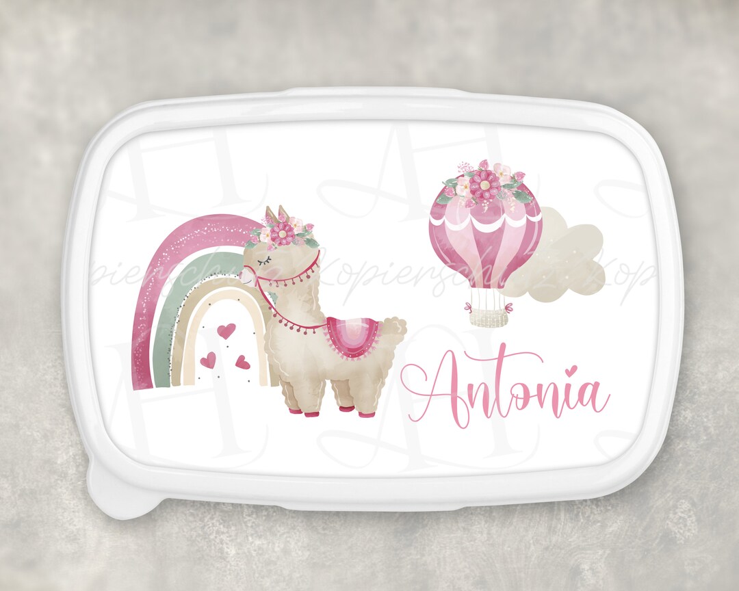 Personalized I Printed I Kids Lunch Box I Watercolor Llama Pink - Etsy