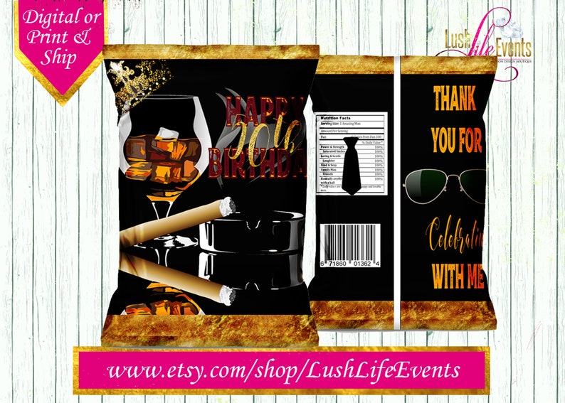 Men's 50th Birthday Chip Bag Customized Chip Bag Male | Etsy