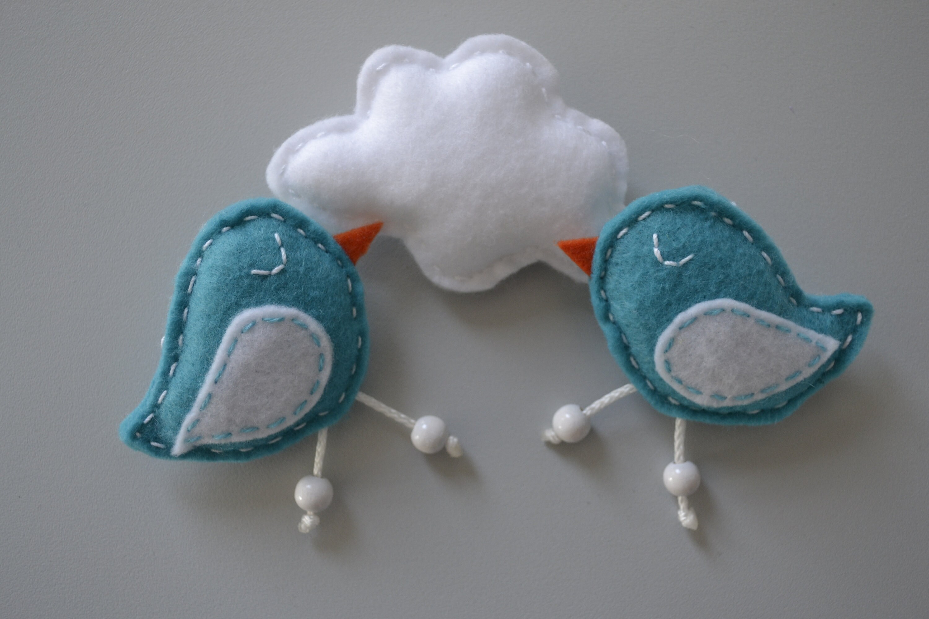 Cute Baby Mobile-birds With Clouds - Etsy