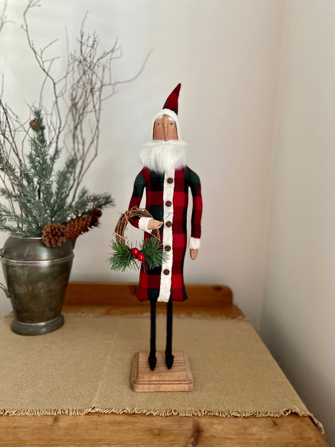 Primitive Santa Rustic Christmas Decor Handmade Folk Art - Etsy