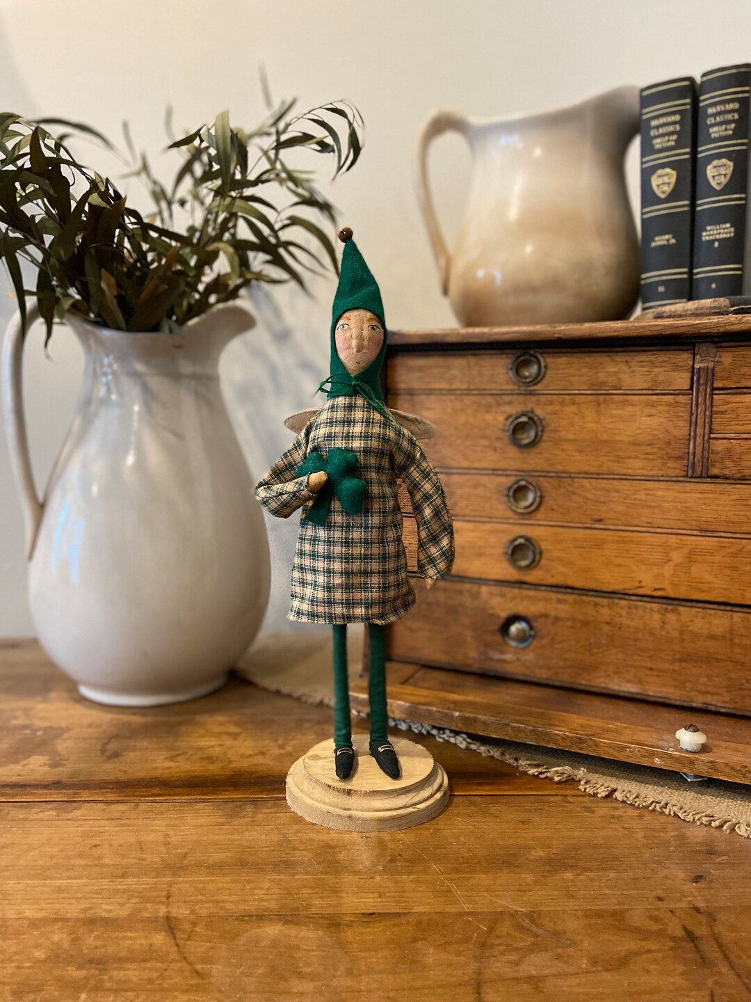 Folk Art Pixie St Patrick’s Day Decor, Handmade Primitive Leprechaun - Etsy